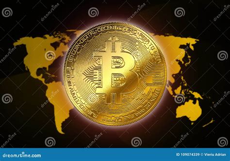 Bitcoin Cryptocurrency Background Internet Symbol Globe Conection Stock Illustration