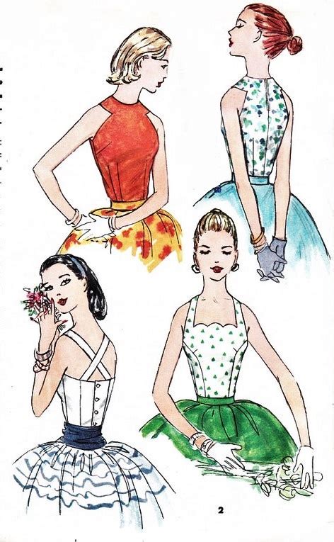 1950s Stunning Set Of Blouses Pattern Simplicity 1661 Two Daytime Or Evening Styles Cut In