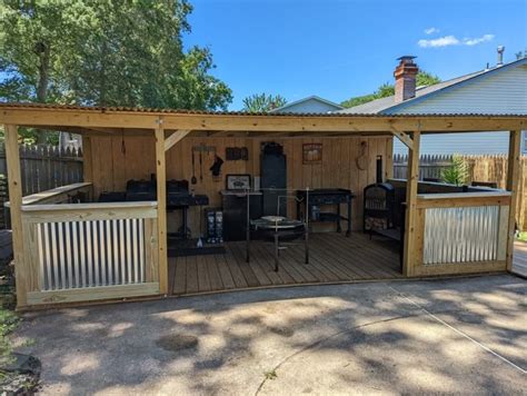 Outdoor Bbq Shack With Rustic Outdoor Kitchen Backyard Barbecue Shed