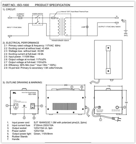 1000va Watts Ac Isolation Transformer With Pass Through Grounding Alltronics Llc