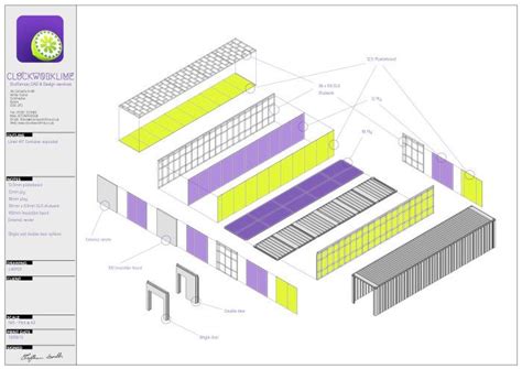 Basic Container Plans SET 2 By Clockwork Lime Technical Drawing Iso Container Container