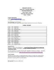 Acoustics Syllabus Summer 2020 Doc BROOKLYN COLLEGE CASD 1179 Acoustics 1NET FO SUMMER