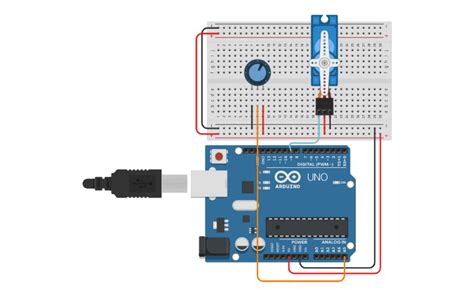 Circuit Design Servomotor Arduino Tinkercad