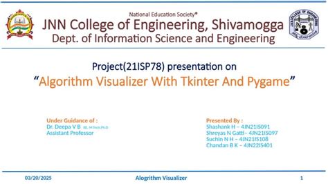 Algorithm Visualization Using Pygame And Tkinter Pptx