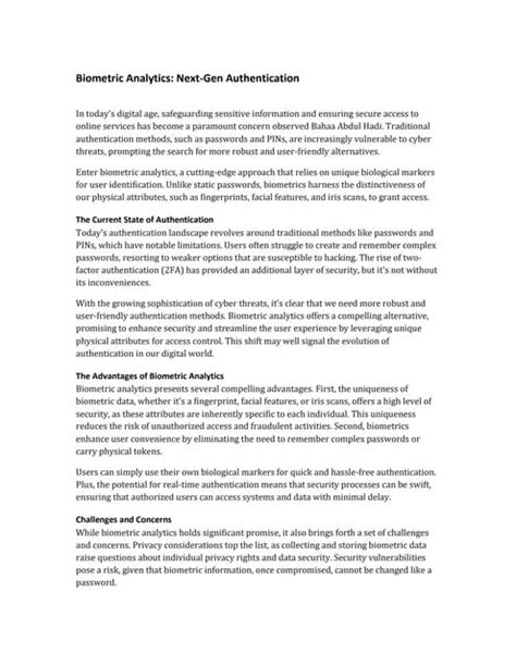 Leveraging Ai For Advanced Facial And Biometric Authentication Ppt