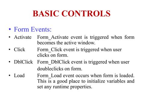 Basic Controls Of Visual Basic 60 Ppt