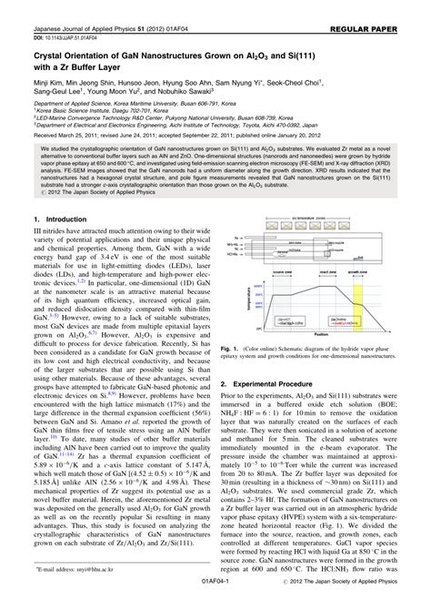 Pdf Crystal Orientation Of Gan Nanostructures Grown On Al2o3 And Si111 With A Zr Buffer Layer