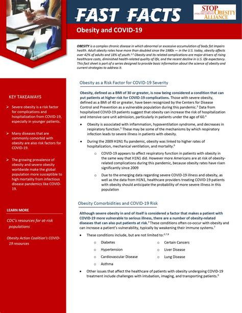 Fast Facts Obesity And Covid 19 Stop Obesity Alliance Milken