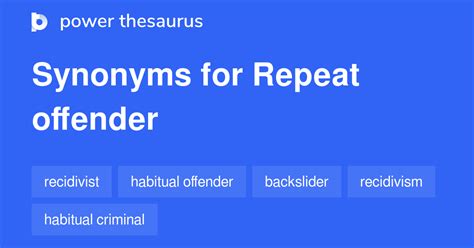 Repeat Offender Synonyms 168 Similar Words And Phrases