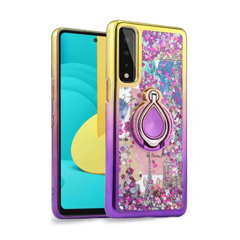 Samsung Galaxy A52 Lqrg Liquid Glitter Dual Color Ring Case