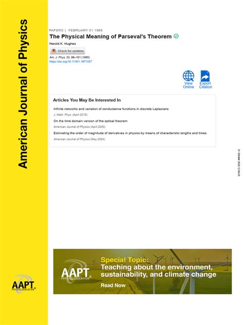the physical meaning of parseval s theorem pdf social science