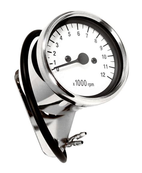 Deluxe Mini Custom Tachometer ~ White Face Plate Vintagecb750