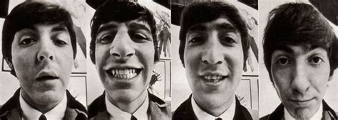 Four Pictures Of John Lennon With Different Facial Expressions And Hair