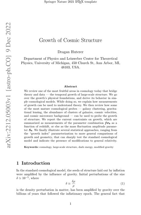 Pdf Growth Of Cosmic Structure