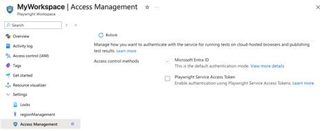 Manage Workspace Access Tokens Playwright Workspaces Microsoft Learn