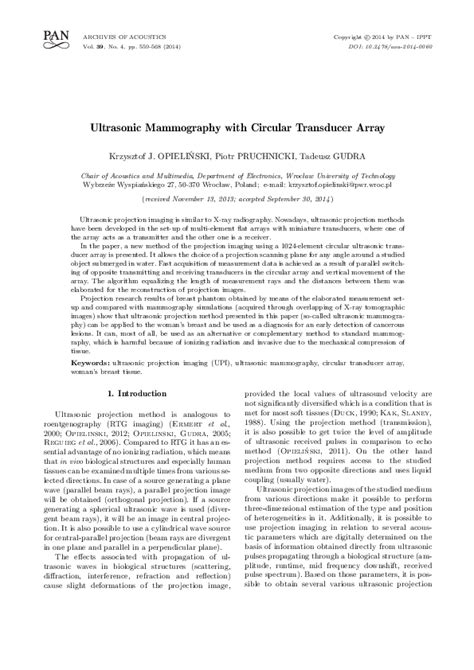 Pdf Ultrasonic Mammography With Circular Transducer Array