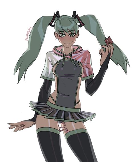 Rule 34 Condom Condom Wrapper Hatsune Miku Looking At Viewer Miniskirt Peakbuns Pose See