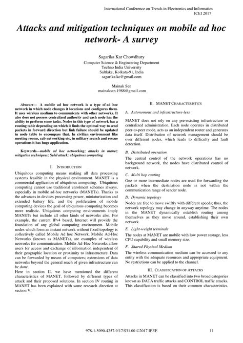 Pdf Attacks And Mitigation Techniques On Mobile Ad Hoc Network — A Survey