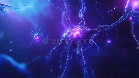 Illustration Of A Neuron Cell With Glowing Synapses Stock Illustration Illustration Of Anatomy