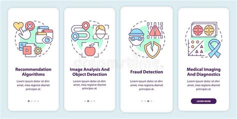 Use Of Machine Learning Onboarding Mobile App Screen Stock Vector Illustration Of Mobile