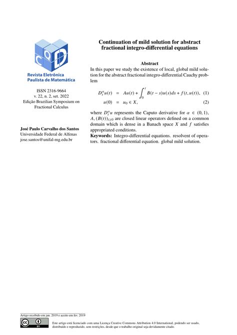 Pdf Continuation Of Mild Solution For Abstract Fractional Integro Differential Equations