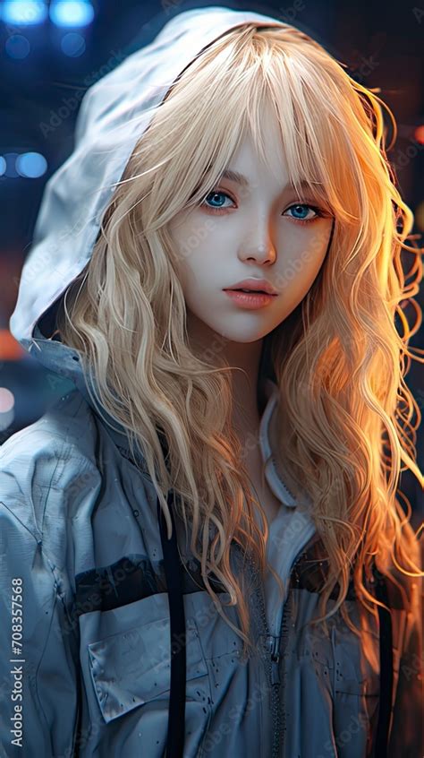 Anime Girl Blonde Hair Blue Eyes Full Body 8k Ultra Hd Realistic