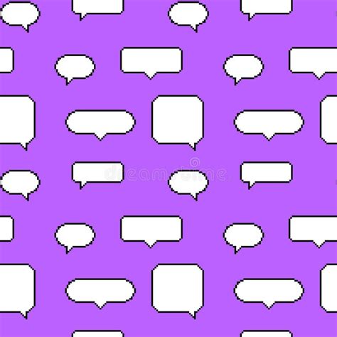 Seamless Pattern Of Pixelated Dialog Boxes In 8 Bit Style On A Bright Purple Stock Illustration