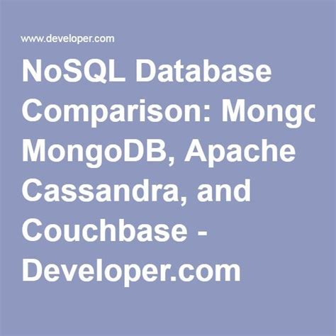 Nosql Database Comparison Mongodb Apache Cassandra And Couchbase Apache Cassandra