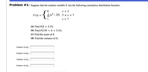 Solved Problem 1 Suppose That The Random Variable X Has Chegg Com