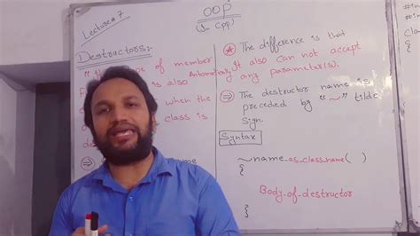 Object Oriented Programming Lecture 7 Destructor Oop Cpp Sirshanipartner Youtube