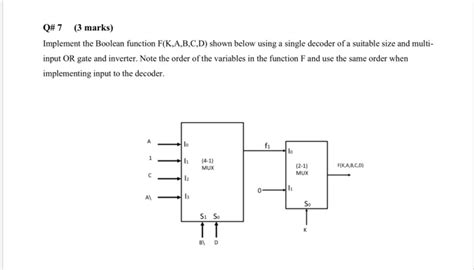 Solved Q 7 3 Marks Implement The Boolean Function