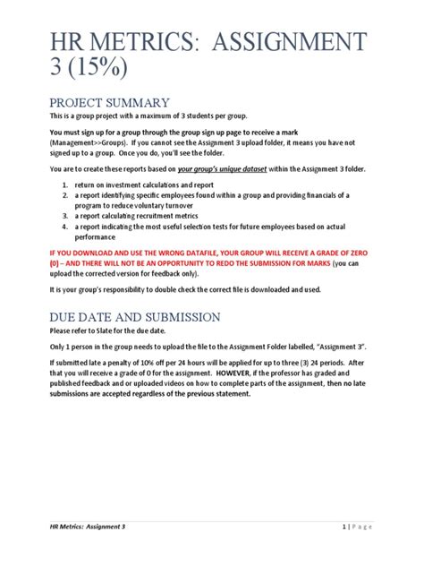 Hr Metrics Assignment 3 Pdf