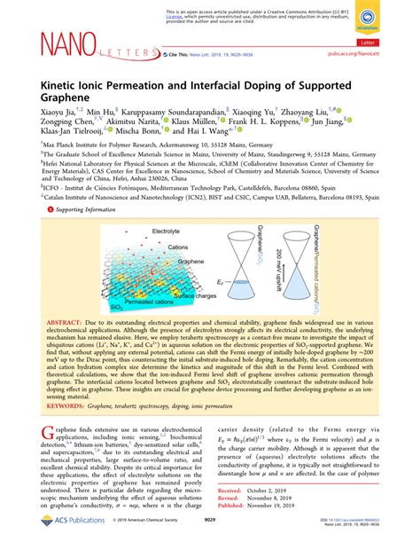 Pdf Kinetic Ionic Permeation And Interfacial Doping Of Supported Graphene