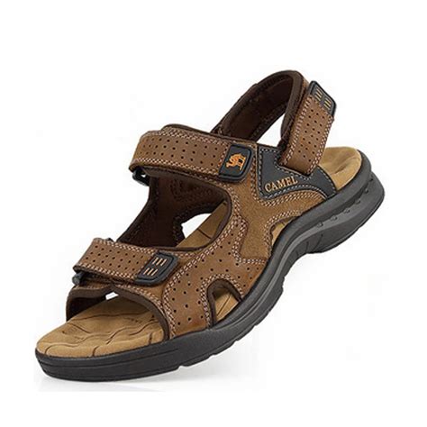 Buy New 2016 Mens Sandals Genuine Leather Cowhide Sandals Outdoor Casual Men
