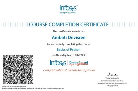 Infosys Certifications Megha Institute Of Engineering And Technology