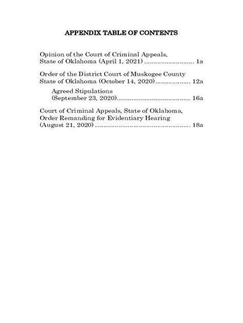 Fillable Online Appendix Table Of Contents Fax Email Print Pdffiller