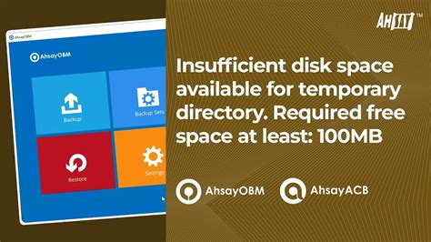 Insufficient Disk Space Available For Temporary Directory Required Free Space At Least 100mb