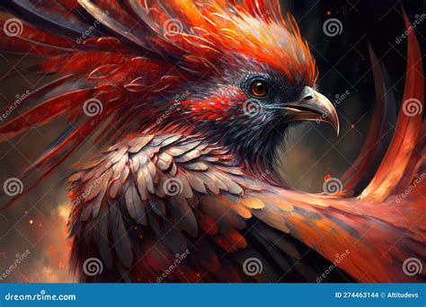 Close Up Of Phoenix Firebird With Its Vibrant Feathers And Talons In