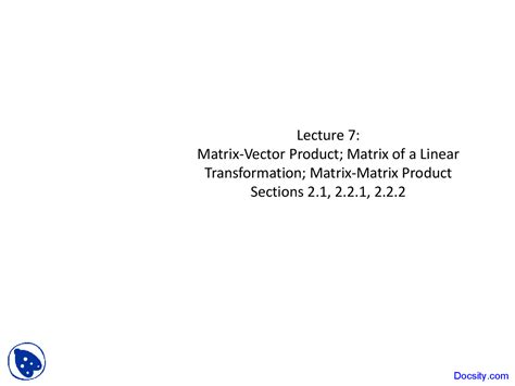 Matrix Vector Product Elements Of Discrete Signal Analysis Lecture Slides Docsity