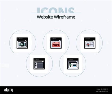 Website Wireframe Line Filled Icon Pack 5 Icon Design Page Application Page Web Page Stock