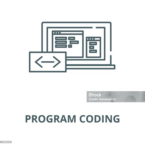 program coding vector line icon linear concept outline sign symbol
