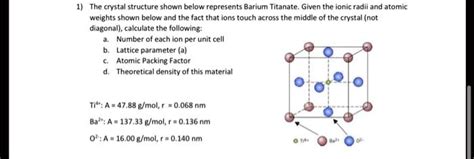 The Crystal Structure Shown Below Represents Barium Titanate Given The Ionic Radii And Atomic