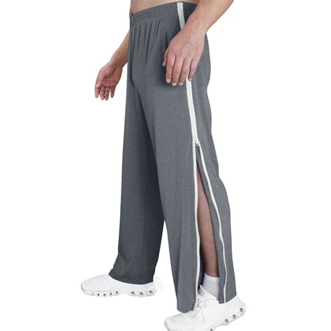 Mens Sweatpants Tear Away Basketball Pants 2 Side Zippers Snap Off Full
