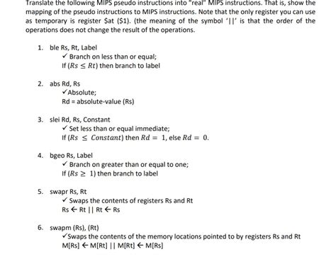 Translate The Following Mips Pseudo Instructions Into