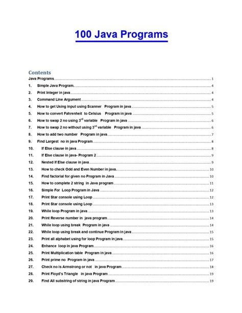 Java Programs 100 Programs Pdf Sheet For Coding Practice Connect 4