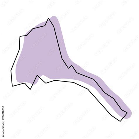 Eritrea Country Simplified Map Violet Silhouette With Thin Black Smooth Contour Outline