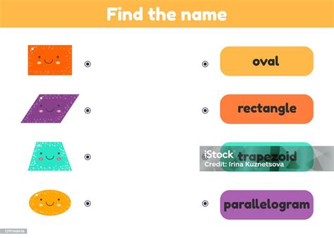 이름을 찾습니다 일치하는 게임 기하학적 그림입니다 유치원 유치원 및 학령기 어린이를위한 워크 시트 0명에 대한 스톡 벡터 아트
