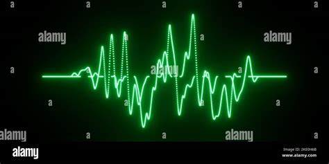 Green Neon 3d Abstract Wireframe Sound Waves Visualization Of Frequency Dots Signals Audio