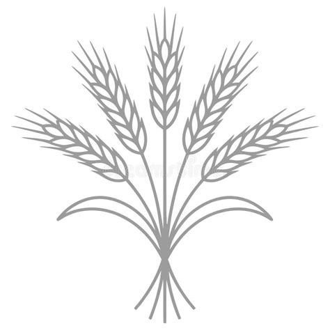 Stylized Grey Wheat Stalks Icon On White Background Stock Illustration