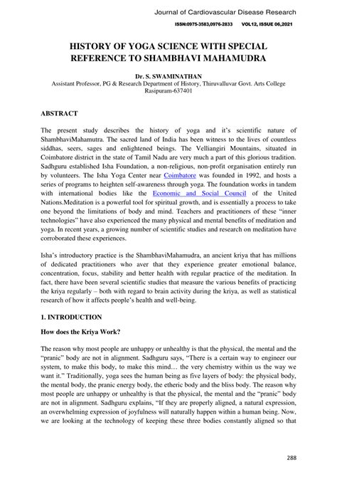 Pdf History Of Yoga Science With Special Reference To Shambhavi Mahamudra